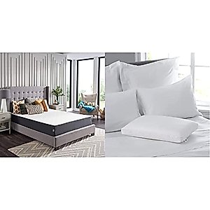 Sealy - Hybrid Bed in a Box - 10 Inch, Medium-Firm Feel, Queen Size, CopperChill Technology, CertiPur-US Certified & Essentials Memory Foam Pillow, Standard/Queen, White