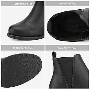 DREAM PAIRS Women's Black Pu Chelsea Ankle Boots Low Heel Booties Size 8 B(M) US Isabella-2