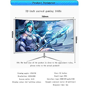 YILANJUN Monitor, Display, 24272832 Inch CurvedStraight Screen 6075144240 Hz WhiteBlack-redBlack (Multiple Specifications), 32-inch curved gaming 2K75hz1K144hz white