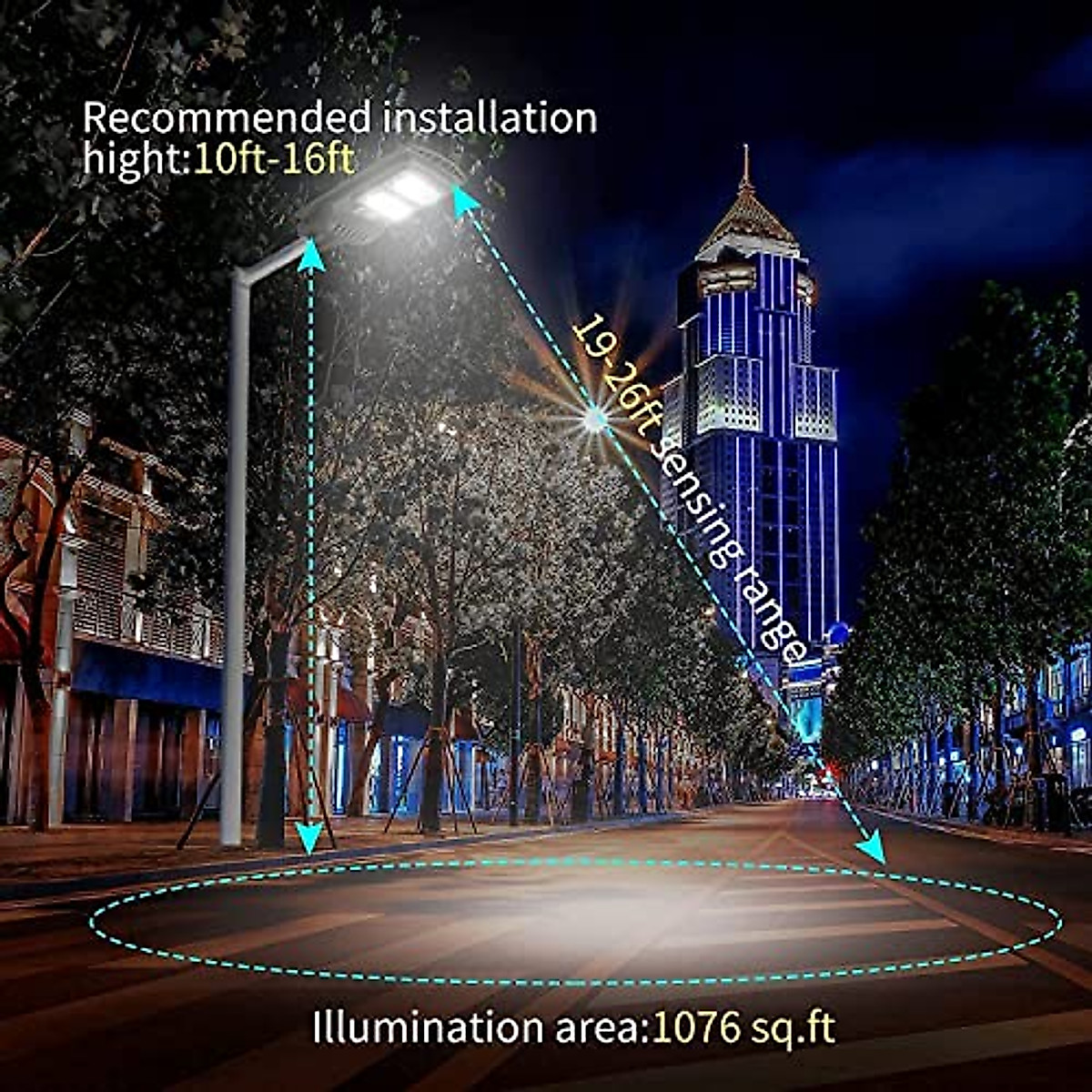 MATEPLUS 200W Solar Street Light 6000 Lumens Outdoor, 96LEDs IP65 Commercial Parking Lot Light with Remote & Motion Sensor for Yard, Basketball Court