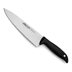 Arcos Menorca Series - Chef Knife 8'' Nitrum Stainless Steel Blade with Comfortable Black Polypropylene Handle - Innovative Design for Daily Life. Menorca Series. Color Black.