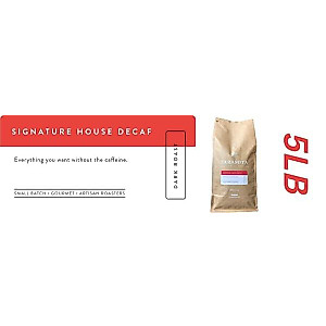 Sarasota Coffee Signature Breakfast Blend Coffee, Medium Roast, Office Coffee Shop Coffee, Bulk Coffee, 5 Lb Bag (Decaf, Whole Bean)