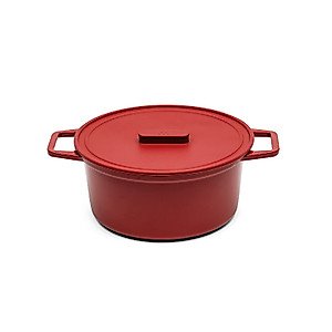 Misen Enameled Cast Iron Dutch Oven - Premium Quality Thick Core | Chip-Resistant Enamel Coating | Versatile Multi-Purpose Shape | Wide Handles for Easy Handling | Ideal for Everyday Cooking | 7QT I Red