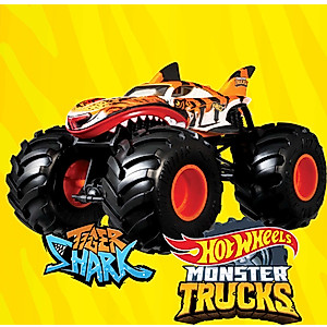 Hot Wheels Toy Monster Trucks, 1:24 Scale Die-Cast Tiger Shark, Oversized Play Vehicle for Kids & Collectors