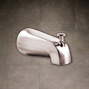 SENTO Slip On Nickel Universal Bathroom Tub Spout with Diverter, Durable Heavy Duty Metal Bathtub Faucet with Shower Diverter - 4 Inches 1/2" Copper Pipe, Satin Nickel
