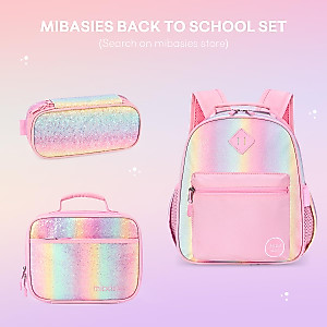 mibasies Toddler Backpack for Girls 2-4, Kindergarten Backpack for Girls, Rainbow Backpack for Preschool Daycare, Mini, Pink Blue Rainbow