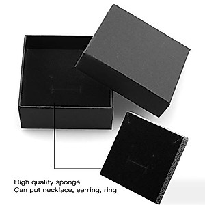 Jewelry Gift Boxes Necklace Earring Ring Box Gift Box,12 Pieces Square Cardboard Jewelry Gift Boxes,Cotton Filled Cardboard Paper Jewelry Box Gift Case (3.15x3.15x1.1 Inches) (Black)