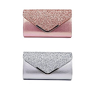 LKESWLE Leather Sparkling Evening Clutch Purse Women Designer Handbag Wedding Party Women Evening Handbag Bridal Clutch Bag (Color : Silver)