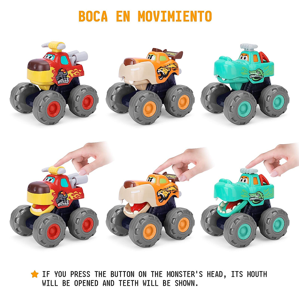 nicknack Baby Monster Trucks Toy for 1 2 3 Year Olds - Pull Back Cars Push and Go Friction Powered Toy Cars for Boys Trucks for Toddler Car Toy Vehicles