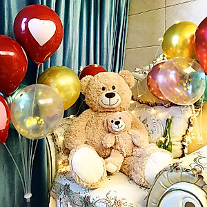 uHousDeco 2 in 1 Mommy and Baby Teddy Bear Stuffed Animals, Cute Soft Plush Toy for Girl Children Girlfriend Valentine's Day, 40-inches, Light Brown