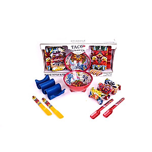 Prepara Taco Fiesta Set for 4, Multicolor Melamine Dishware