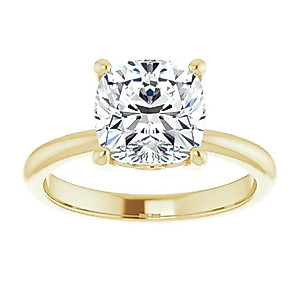 3 CT Cushion Cut Engagement Ring Solitaire Engagement Ring Handmade Gifts Moissanite Classic 10K 14K 18K Solid Yellow Gold