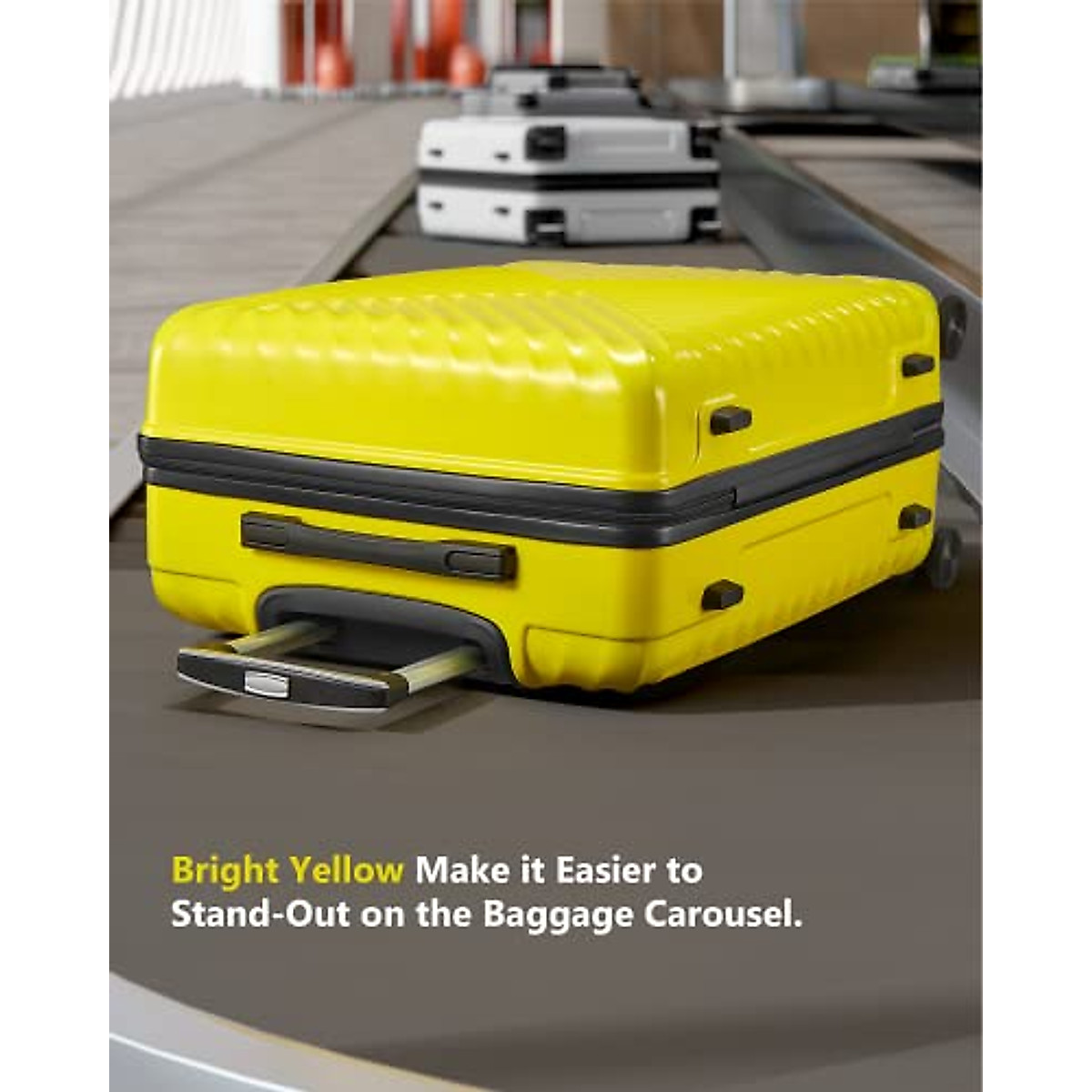 SunnyTour Luggage Sets Expandable ABS + PC Hardside Spinner Suitcase Sets 3 Piece with TSA Lock Double Wheels, Yellow