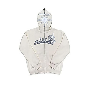 Tiyole Y2k Ladies Oversized Zip Hoodie Gothic Embroidery Pattern Loose Long Sleeve Zip up Sweatshirt