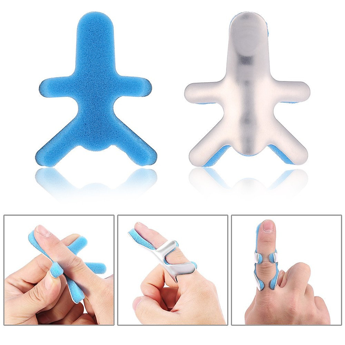 Zyyini Finger Splint, 3 Sizes Aluminium Toad Finger Support Splint Finger Injury Ligament Pain Support Recovery Injury Malleable Finger Splint(S)