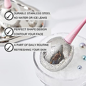 pfefe Ice Globes Facial Skin Care Freeze Tools for Women Face & Eyes, Stainless Steel Face Beauty Cryo Sticks Roller for Girls Ladies, Cooling Spa Globes with Storage Case