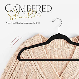 HOUSE DAY Black Velvet Hangers 60 Pack, Premium Clothes Hangers Non-Slip Felt Hangers, Sturdy Black Hangers Heavy Duty Coat Hangers, Durable Suit Hangers for Space Saving, No Hanger Marks 360 Rotating