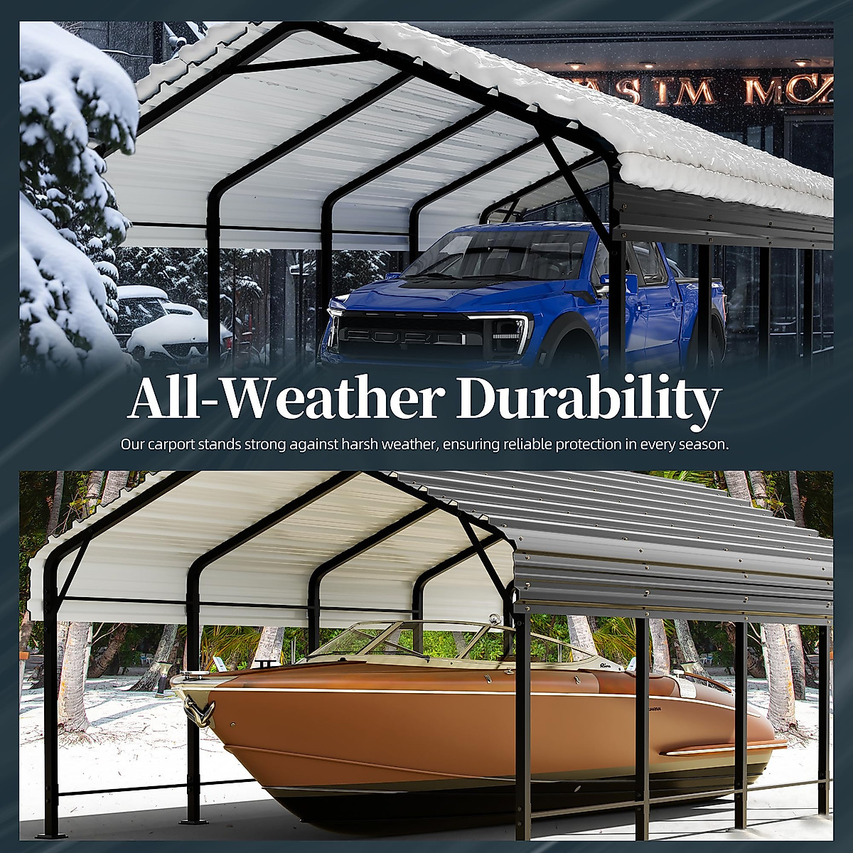 SUNLEI 12X20 FT Carport, Heavy Duty Carport Canopy with Galvanized Steel Roof and Frame, Metal Carport Upgraded Extra Large Garage for Pickup, Boat, Car and Tractors