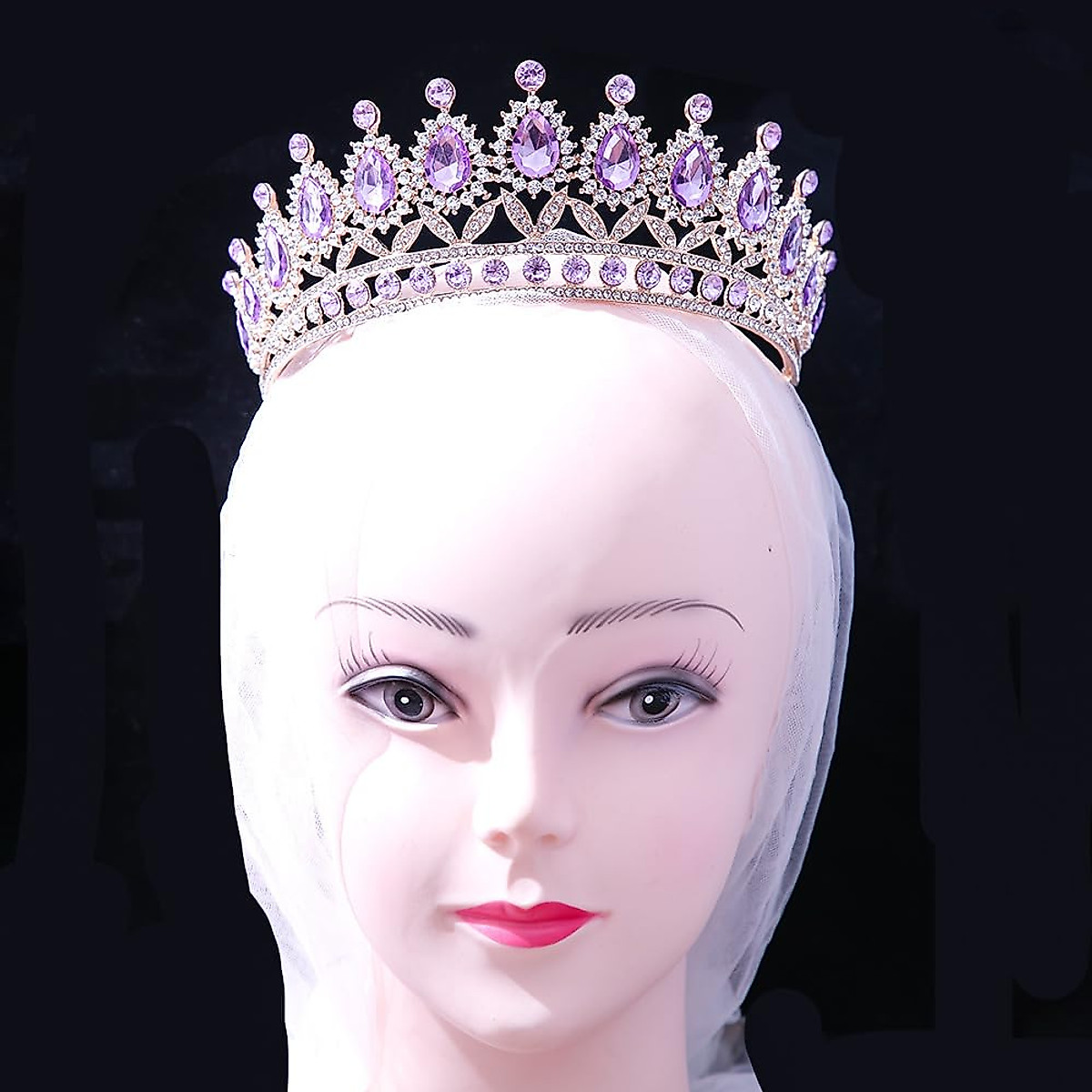 Kamirola Royal Queen Crown and Tiaras Princess Crown for Women and Girls Crystal Headbands for Bridal, Princess for Wedding and Party (Purple)