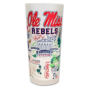 Catstudio Drinking Glass, University of Mississippi Glass Cup for Kitchen, Bar Glass Drinking Glasses, Everyday Drinking Cup or Cocktail Glass, 15oz Dishwasher Safe Glass Tumbler for Ole Miss Alumni