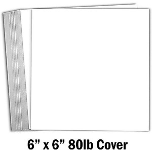 Hamilco 6x6 White Scrapbook Cardstock Paper 80lb Cover Card Stock 100 Pack