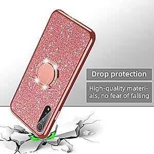 nancheng for LG Velvet 5G Case (LM-G900), LG Velvet 5G UW Case Glitter Luxury Sparkles TPU Slim Cute for Women Girls with Kickstand, Bling Diamond Ring Stand & Strap Case for LG Velvet 5G-Rose Gold