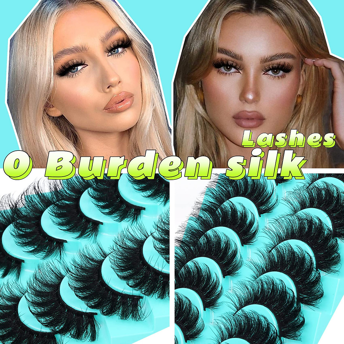 False Eyelashes Fluffy Mink Cat Eye Lashes Strip Pack 10 Pairs 18MM Wispy D Curl Fake Lashes That Look Like Extensions 8D Full Dramatic Eyelash by Goddvenus