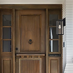 Globe Electric 44176 1-Light Outdoor Indoor Wall Sconce, Matte Black, Glass Panes, Weather Resistant, Wall Lighting, Wall Lamp Dimmable, Kitchen Sconces Wall Lighting, Home Improvement, Porch Light