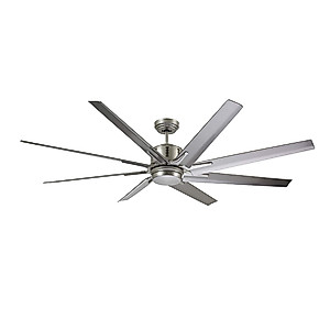 Luminance kathy ireland HOME Aira Eco LED 72 Inch Ceiling Fan | Large Indoor/Outdoor Fixture with Integrated Lighting | Modern 8 Blade Design with 6-Speed Wall Control | Damp Rated, Platinum