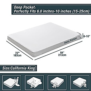 Zippered Mattress Protector Waterproof California King,Mattress Cover Encasement,9" inch Depth,for Toddlers Pets Potty Training Bedridden Nursing Home Hotel