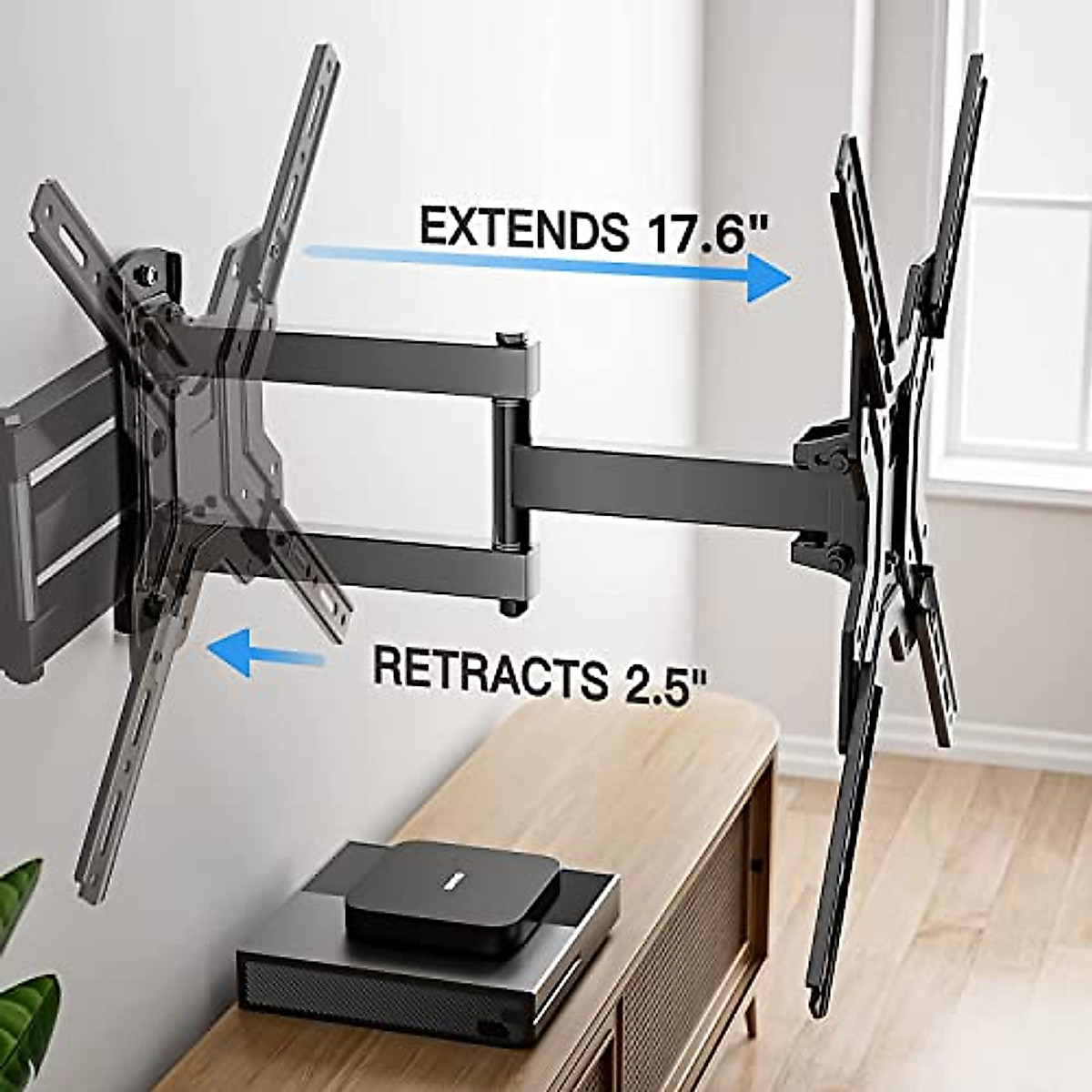 Pipishell TV Wall Mount Full Motion for Most 26-55 Inch TVs, Wall Bracket TV Mount with Articulating Swivel Tilt Leveling Holds up to 66lbs Max VESA 400x400mm for LED LCD OLED 4K Flat Curved Screen