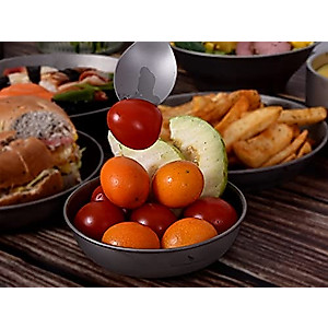 iBasingo 3 Pieces Titanium Plates Set Camping Metal Durable Cooking Pan Dishes Plates Saucer Ultra-light for Outdoor Camping Tableware Cookware Mess Kit with Carry Mesh Bag Ti1104T