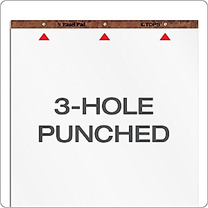 TOPS Easel Pad, 3-hole punched, white, 15 lb, plain white, 50 SH/PD, 2 per Carton (7903)