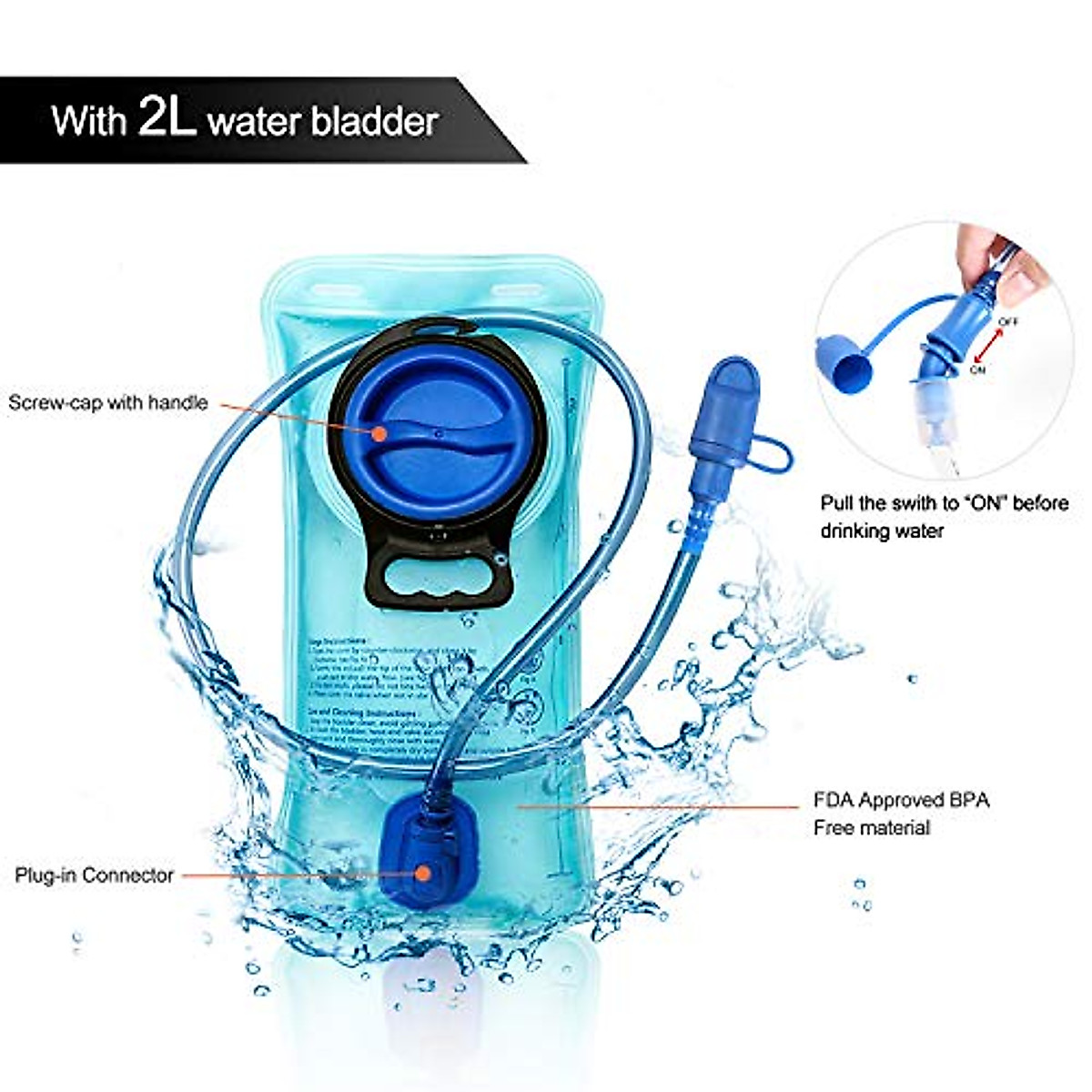 MOSISO Sling Backpack, Multipurpose Crossbody Shoulder Bag Travel Hiking Daypack & Hydration Pack Backpack, Light-Weight Compact Daypack Backpack Rucksack with 2 Liter Water Hydration Bladder