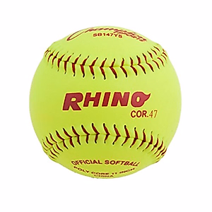 Champion Sports 11" Syntex Leather Cover Softballs - Poly Core - Medium Compression - NFHS Approved - Raised Seams - Optic Yellow - Pack of 12