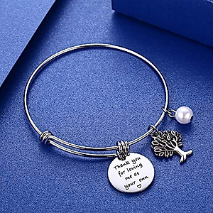 CJ&M Mother In Law Gift Family Tree Bracelet - Thank You For Raising The Man/I Will Take Care Of Her Always Bracelet Christmas Gifts,Mother's Day Gifts (Thank-Raising-Bracelet) (Step Mother)