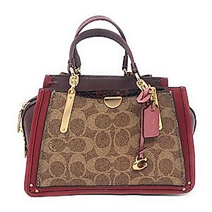 Coach Dreamer 21 In Signature Canvas With Snakeskin Detail Satchel Crossbody (Tan Red Apple)