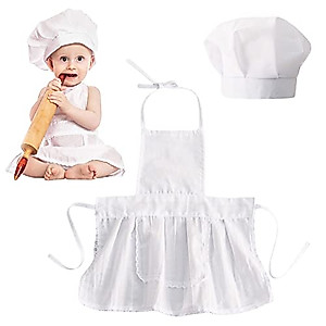SPOKKI Baby Photography Prop, Chef Hat Apron Photo Props Costume Come with 2PCS Photography Hair Clips for Infant Twins | 6-24 Months (Girl)