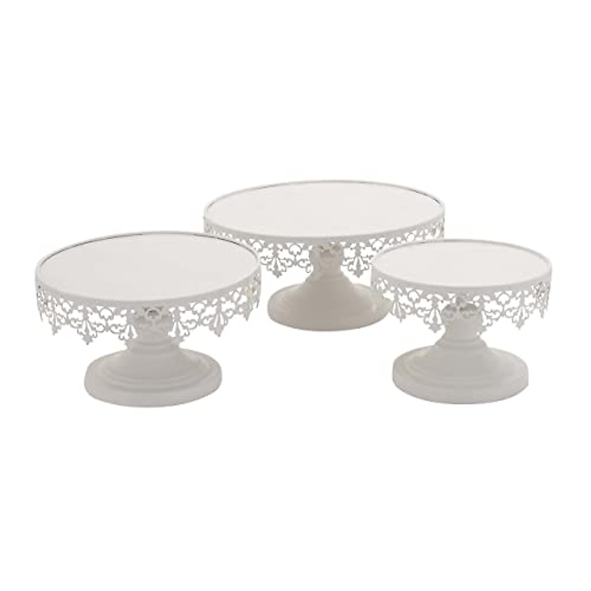 Deco 79 Vintage Metal Round Cake Stand, Set of 3 13", 10", 9"W, White