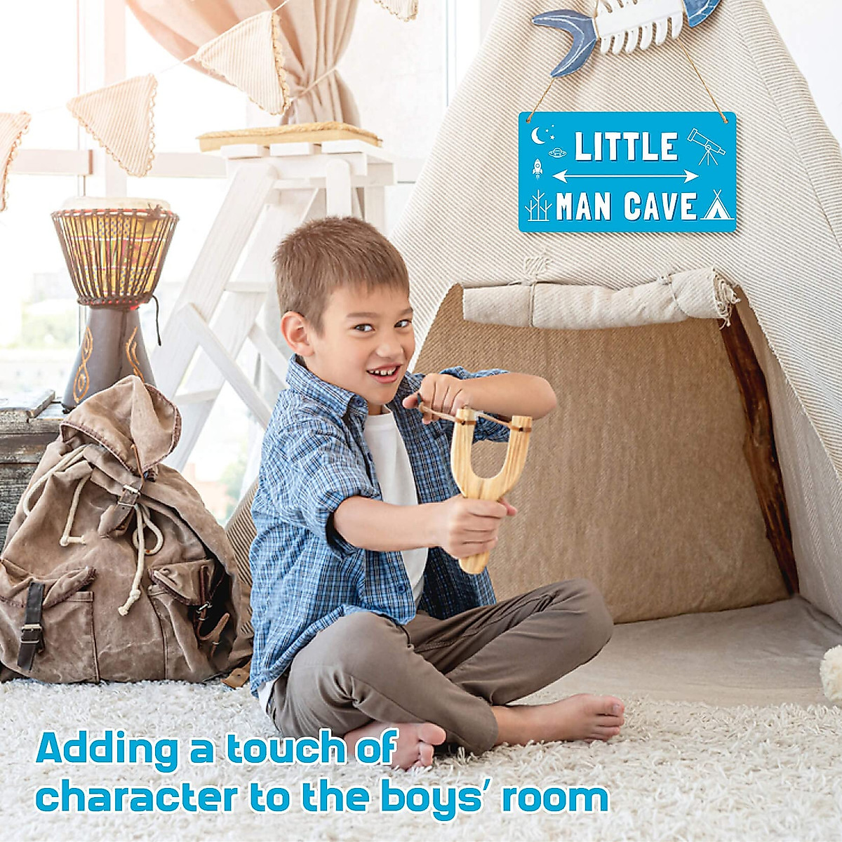 Little Man Cave, Toddler Boy Room Decor, PVC Plastic Decoration Hanging Sign, Water proof, Kids Room Signs For Door