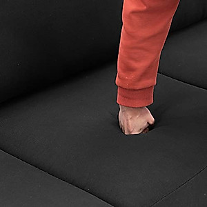 Karl home Convertible Sectional Sofa 110" L-Shape Sofa Couch 4-Seat Couch with Chaise Fabric Upholstered for Living Room, Apartment, Office, Black