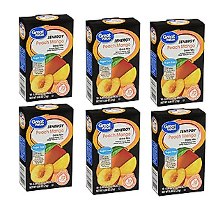 Great Value Sugar Free, Low Calorie ENERGY Peach Mango Drink Mix (Pack of 6)