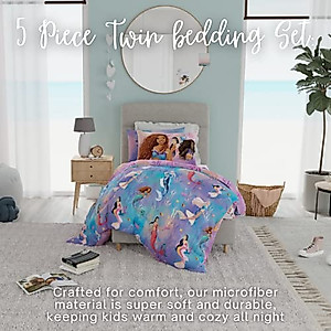 Franco Disney's The Little Mermaid Ariel Live Action Movie Kids Bedding Super Soft Comforter and Sheet Set with Sham, Twin, (100% Official Licensed Product)