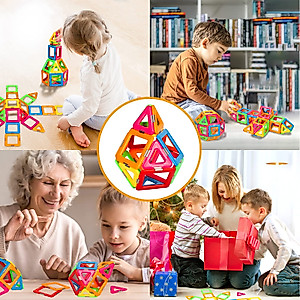 idoot Magnetic Tiles Building Blocks Toddler Toys Magnets for Kids,70PCS Magnetic Blocks STEM Building Toys for 3+ Year Old Boys Girls Educational Games Stacking Blocks Gifts