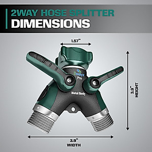 Hose Splitter, 2 Way Heavy Duty, Garden Faucet, Faucet Splitter, Hose y Splitter, Garden Hose y Splitter, Hose Bib Splitter, All Metal, with Shut off Valve