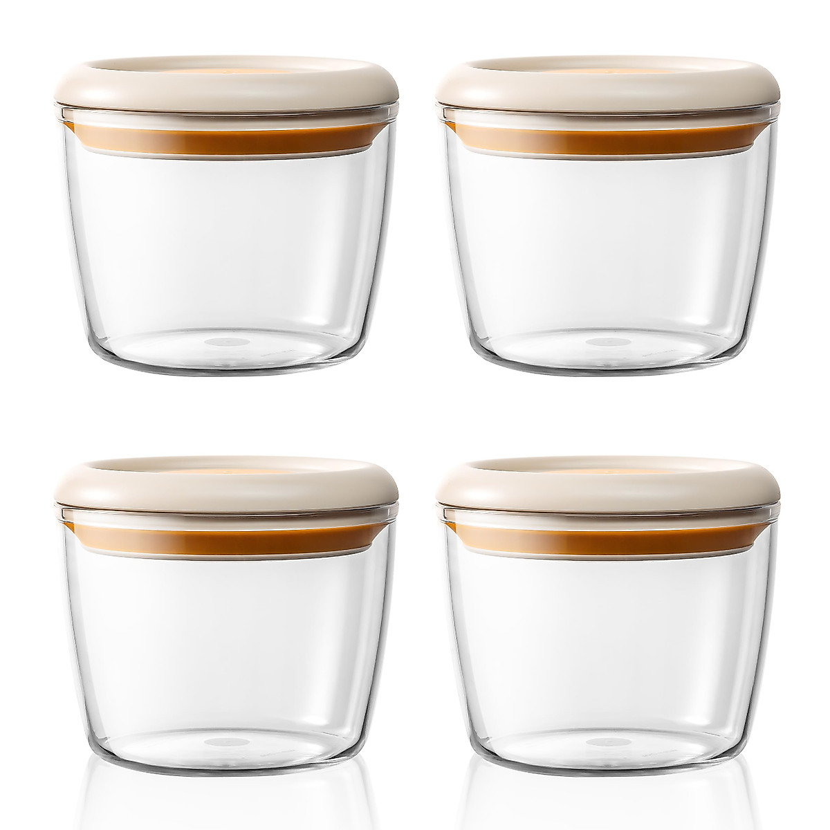 Tourdeus Tritan Oatmeal Jars, 4-Pack Shatterproof & Leakproof Overnight Oats Containers with Lids, 14oz Pop-Top Airtight Meal Prep Jars for Chia Pudding, Yogurt, Salad, Cereal, Orange