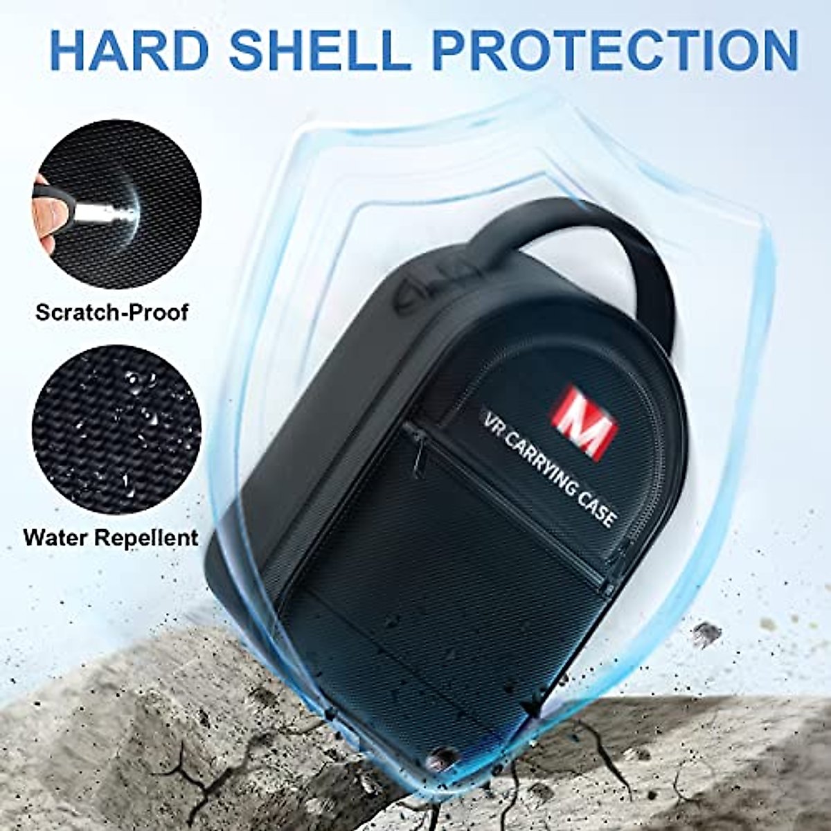 Skadell Hard Carrying Case Compatible with Meta/Oculus Quest 2, VR Headset with Elite Strap, Touch Controllers & Other Accessories, with Strap & Lens Protector, for Travel and Home Storage