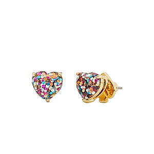 Kate Spade New York My Love Glitter Heart Studs, Multi Glitter, One Size