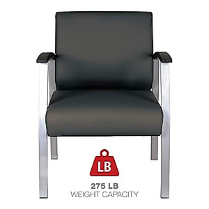 Alera metaLounge Series Mid-Back Guest Chair, 24.6" x 26.96" x 33.46", Black Seat, Black Back, Silver Base