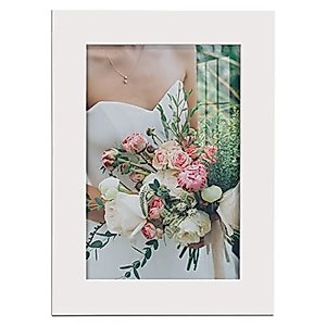 Renditions Gallery 5x7 inch Picture Frame High-end Modern Style, Made of Solid Wood and High Definition Glass Ready for Wall and Tabletop Photo Display, White Frame